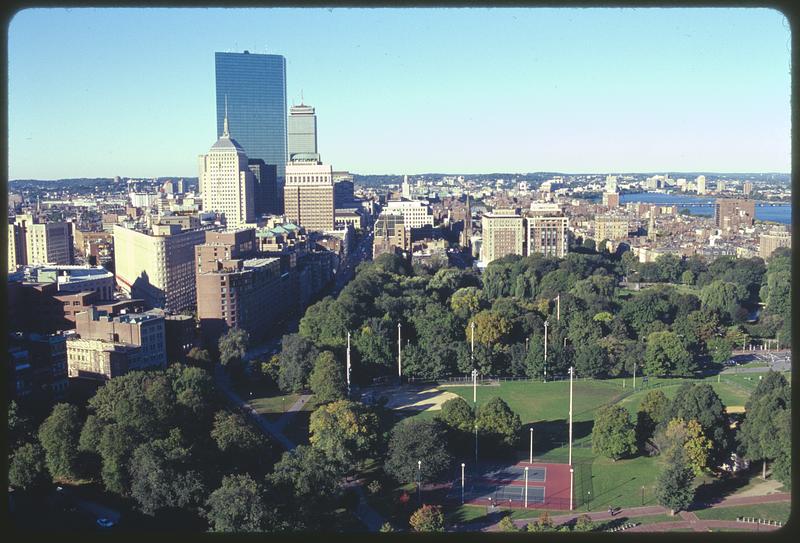 View across Boston Common toward Back Bay - Digital Commonwealth