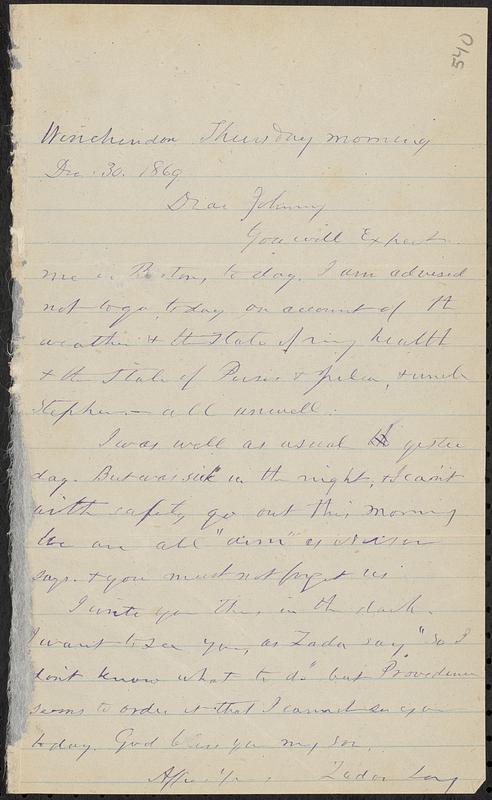 Letter from Zadoc Long to John D. Long, December 30, 1869 - Digital ...