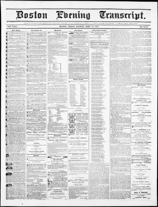 Boston Evening Transcript. April 17, 1863 - Digital Commonwealth