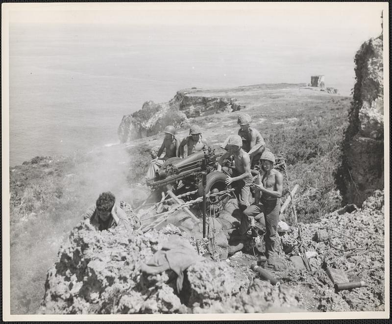 7mm pack howitzer, marines, Tinian - Digital Commonwealth