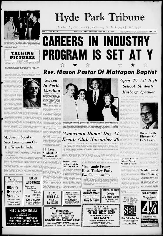 Hyde Park Tribune. November 14, 1963 - Digital Commonwealth