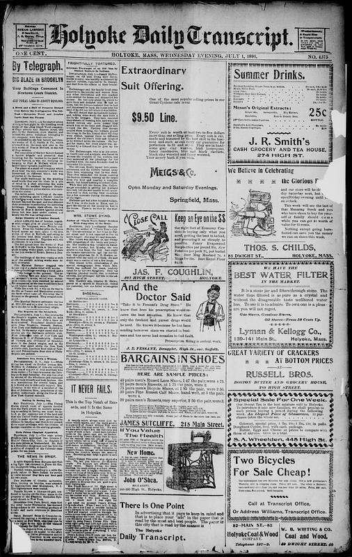 The Holyoke Daily Transcript. July 01, 1896 - Digital Commonwealth