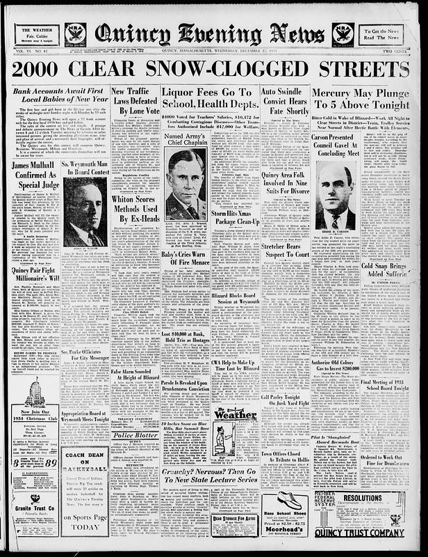 Quincy Evening News. December 27, 1933 - Digital Commonwealth