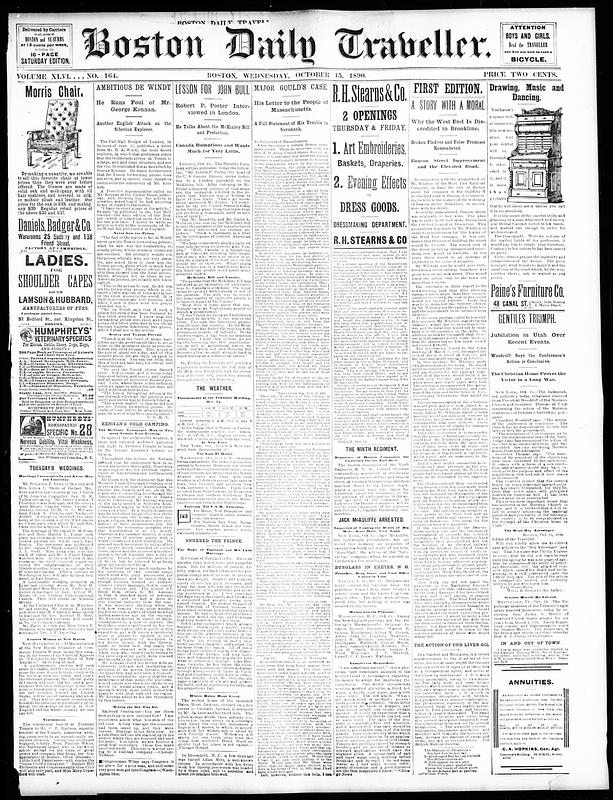 Boston Daily Traveller. October 15, 1890 - Digital Commonwealth