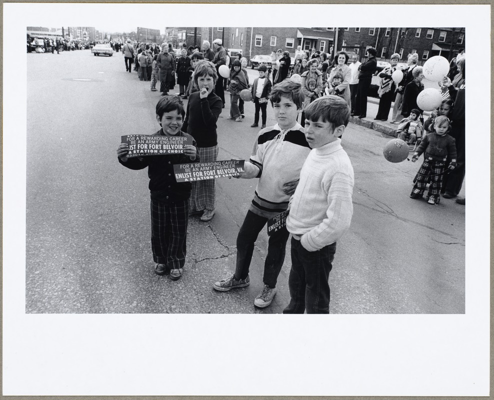 Patriot's Day boys with bumper stickers from army recruitment - Digital ...