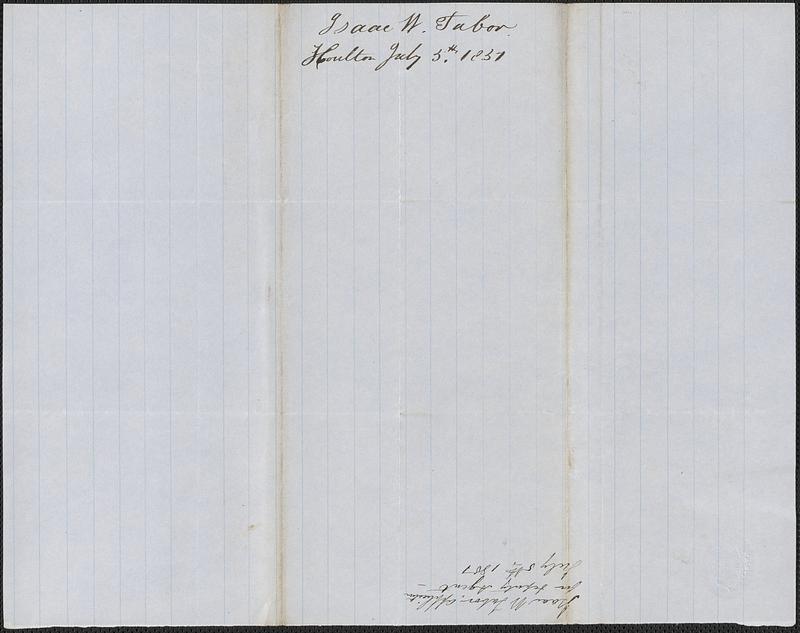 Isaac W. Tabor to George Coffin, 5 July 1851 - Digital Commonwealth