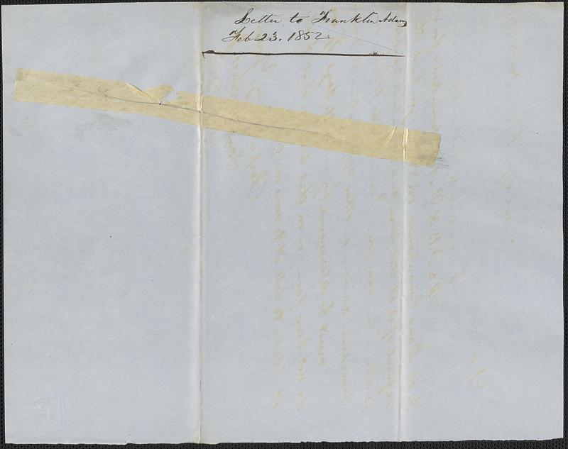 Samuel Warner to Franklin Adams, 23 February 1852 - Digital Commonwealth