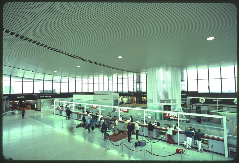 TWA counter in terminal at Logan Airport - Digital Commonwealth
