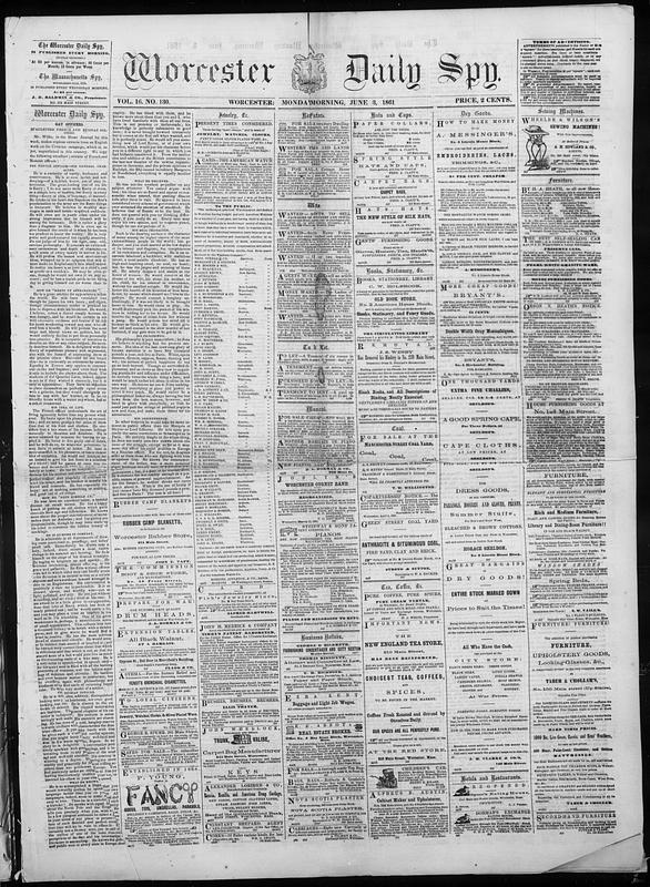 Worcester Daily Spy. June 03, 1861 - Digital Commonwealth