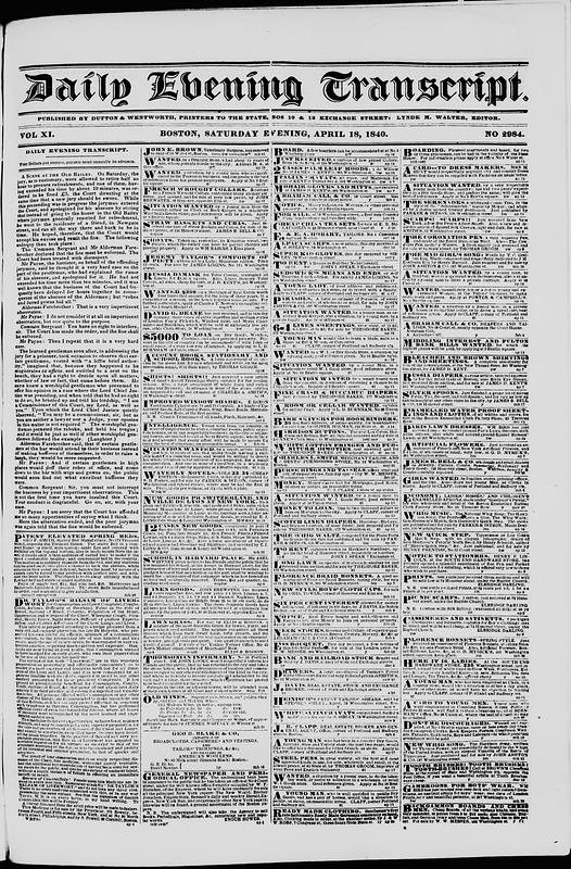 Daily Evening Transcript. April 18, 1840 - Digital Commonwealth