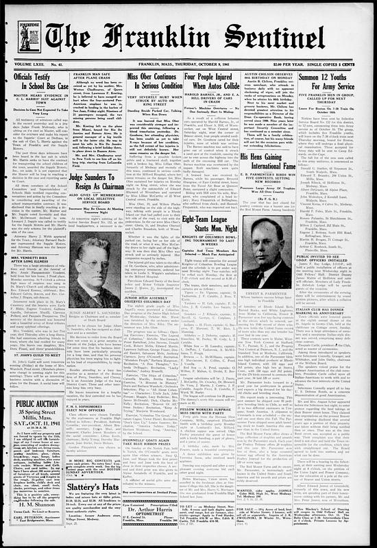 The Franklin Sentinel. October 09, 1941 - Digital Commonwealth