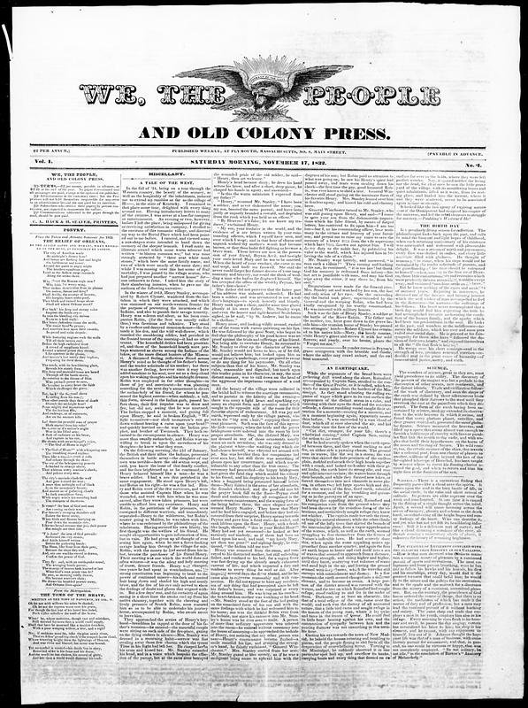We, the People and Old Colony Press. November 17, 1832 - Digital ...