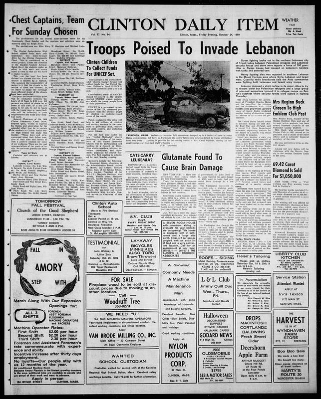 Clinton Daily Item. October 24, 1969 - Digital Commonwealth