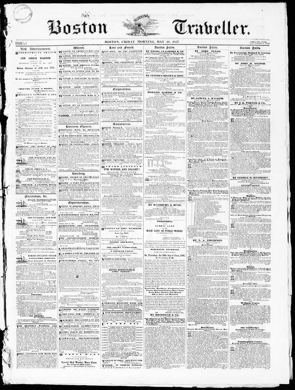 Boston Daily Traveller. May 29, 1857 - Digital Commonwealth