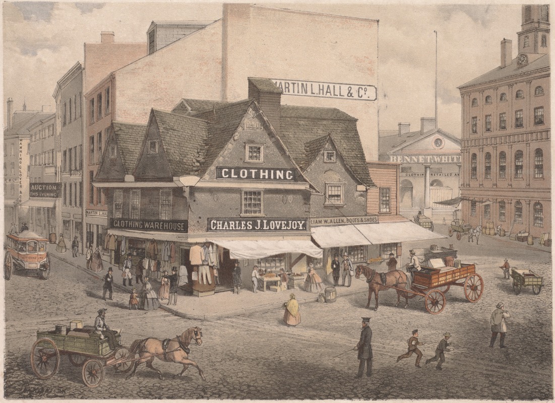 Old warehouse - Dock Square, Boston. Built 1680. Taken down 1860 ...