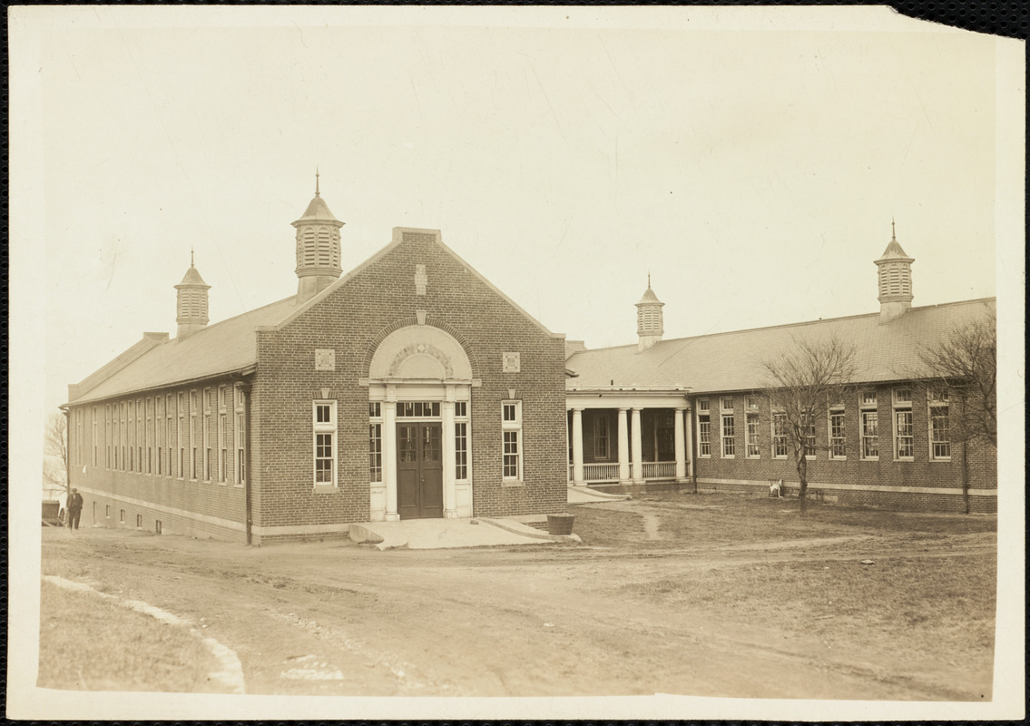View of buildings on Long Island in Boston Harbor - Digital Commonwealth