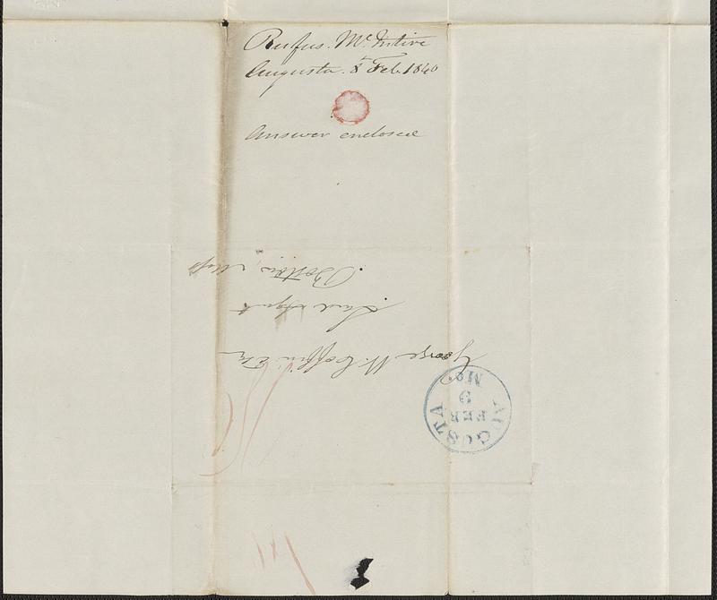 Rufus McIntire to George Coffin, 8 February 1840 - Digital Commonwealth