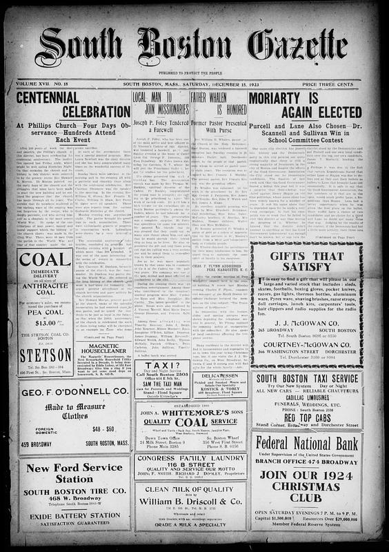 South Boston Gazette. December 15, 1923 - Digital Commonwealth