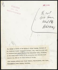 Mr. Stanley D. Porter of the William H. Porter Company, President of ...