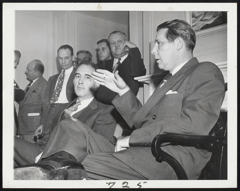 Tobin Makes A Point – Maurice J. Tobin, secretary of labor, gestures as ...