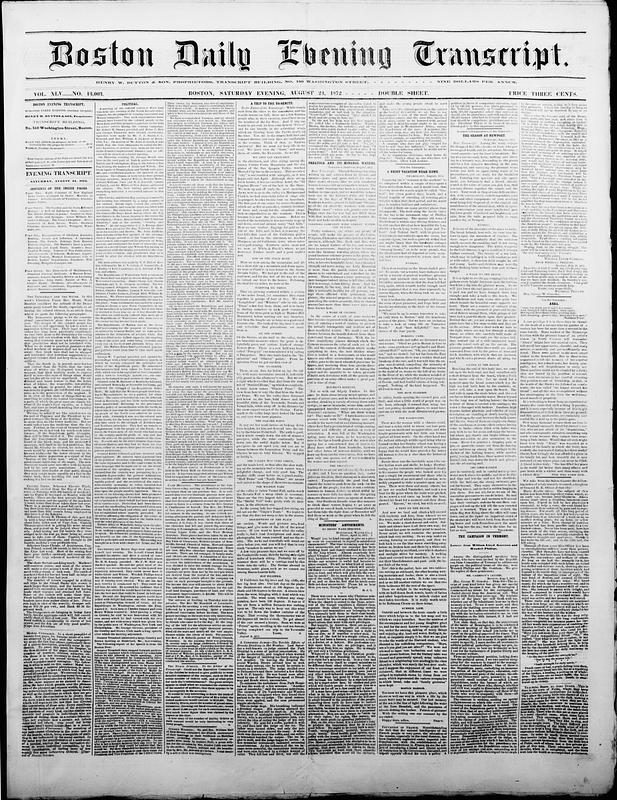 Boston Daily Evening Transcript. August 24, 1872 - Digital Commonwealth