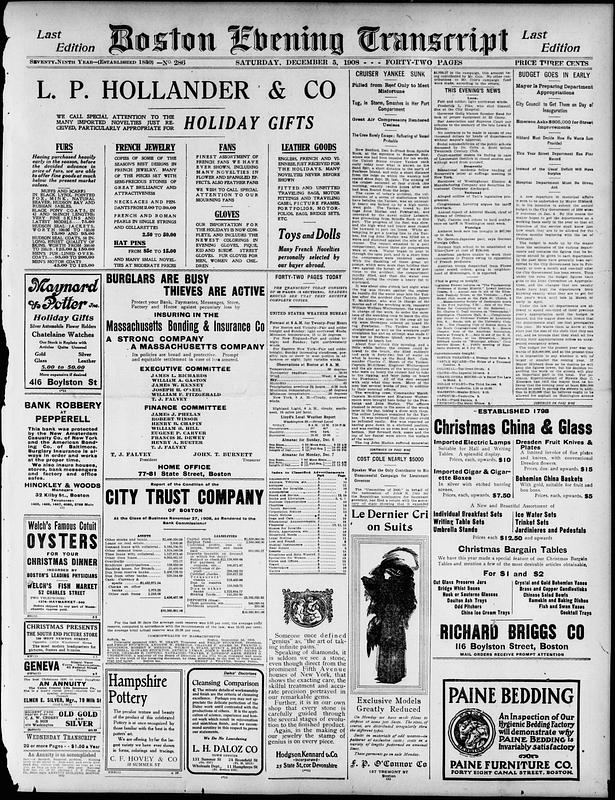 Boston Evening Transcript. December 05, 1908 - Digital Commonwealth