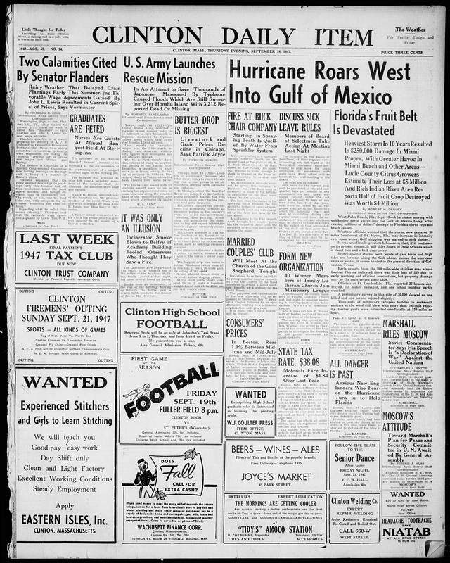 Clinton Daily Item. September 18, 1947 - Digital Commonwealth
