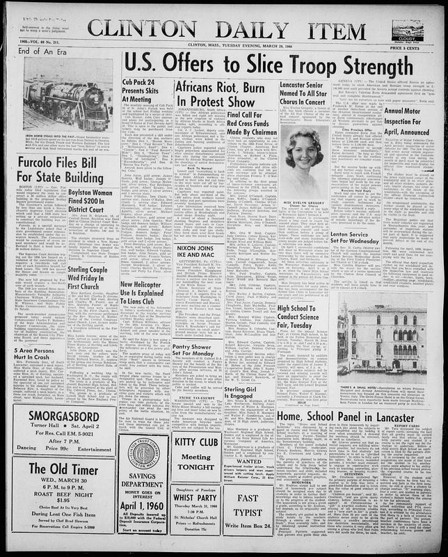 Clinton Daily Item. March 29, 1960 - Digital Commonwealth