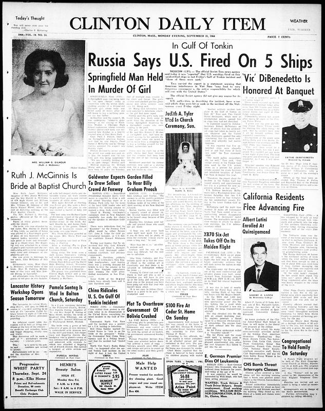 Clinton Daily Item. September 21, 1964 - Digital Commonwealth