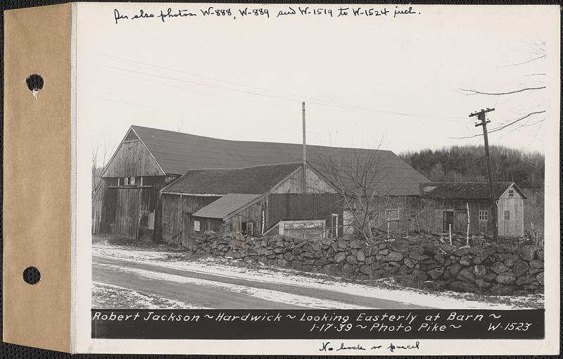 Robert Jackson, looking easterly at barn, Hardwick, Mass., Jan. 17 ...