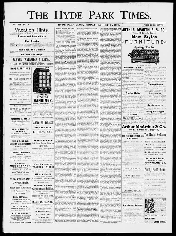 The Hyde Park Times. August 16, 1889 - Digital Commonwealth