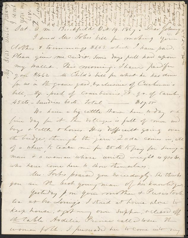 Letter from Zadoc Long to John D. Long, October 19, 1867 - Digital ...