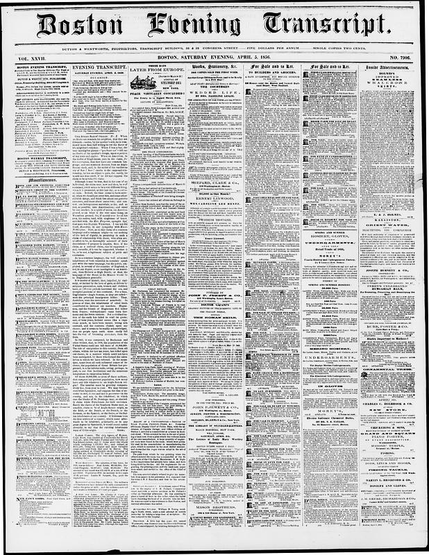 Boston Evening Transcript. April 05, 1856 - Digital Commonwealth