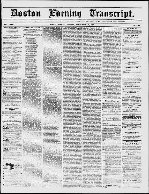 Boston Evening Transcript. September 28, 1857 - Digital Commonwealth