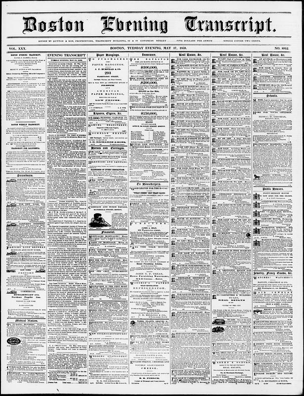 Boston Evening Transcript. May 17, 1859 - Digital Commonwealth