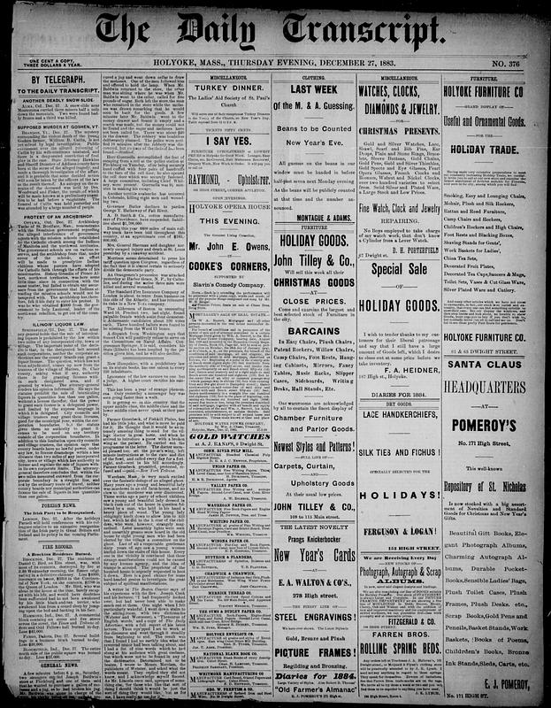 The Daily Transcript. December 27, 1883 - Digital Commonwealth