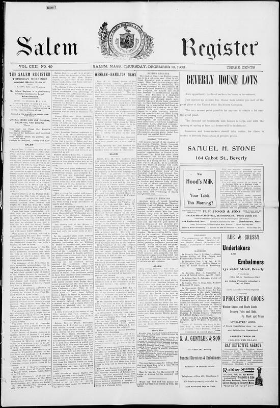 Salem Register. December 10, 1908 - Digital Commonwealth