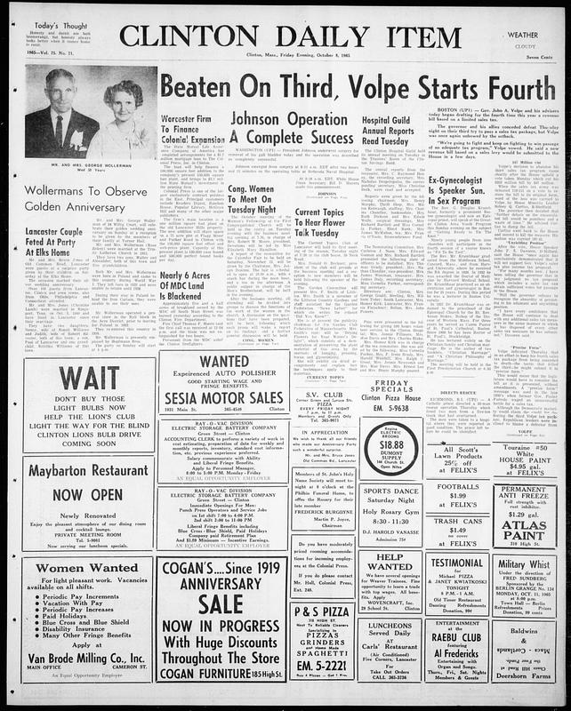 Clinton Daily Item. October 08, 1965 - Digital Commonwealth