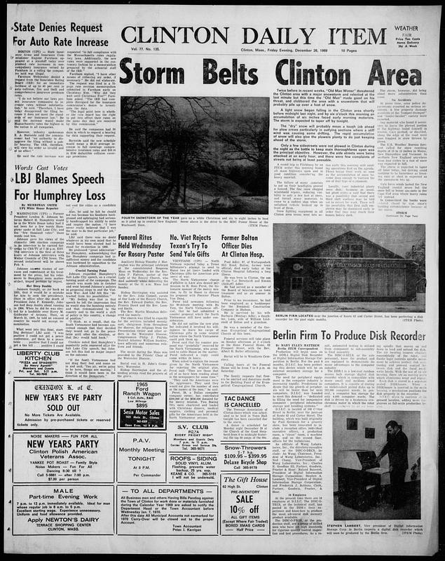 Clinton Daily Item. December 26, 1969 - Digital Commonwealth