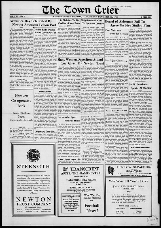 The Town Crier. November 16, 1928 - Digital Commonwealth