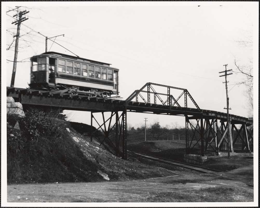 Trolley Car, crossing bridge - Digital Commonwealth