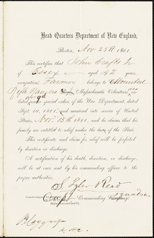 Civil War enlistment paper - Digital Commonwealth