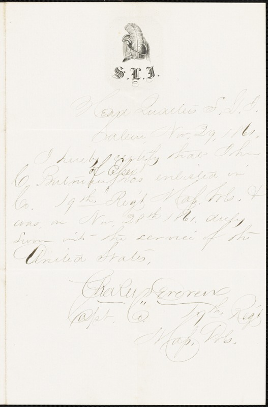 Civil War enlistment paper - Digital Commonwealth