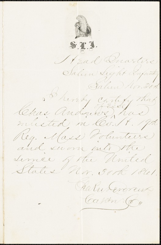 Civil War enlistment paper - Digital Commonwealth