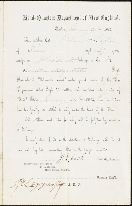 Civil War enlistment paper - Digital Commonwealth