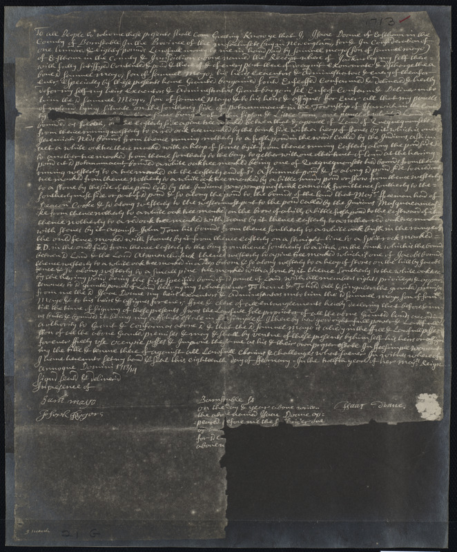Deed of property in Harwich (Potanumacut) sold to Samuel Mayo, Joshua ...