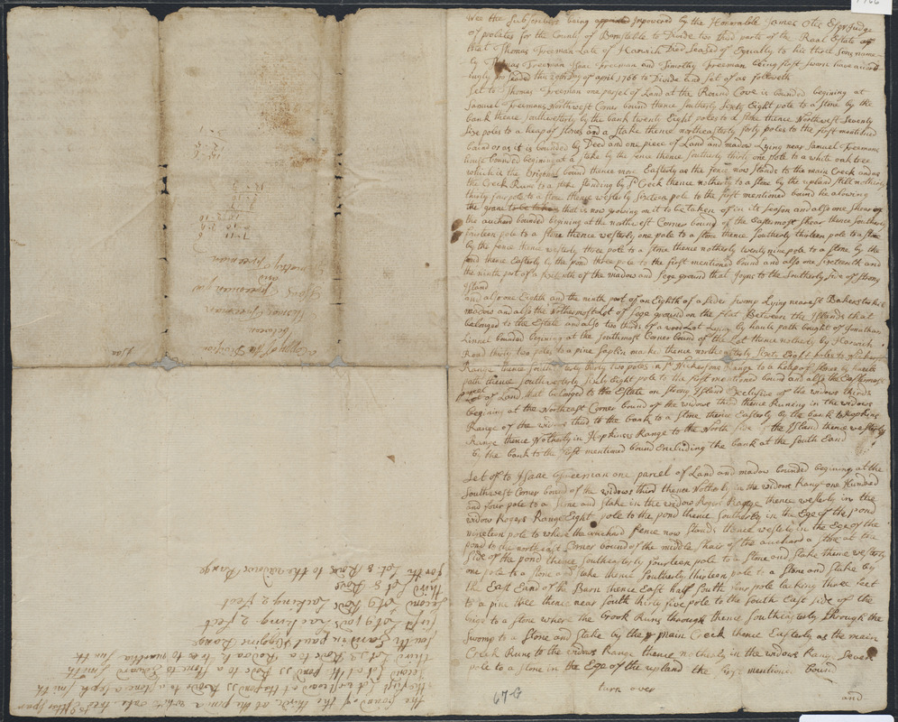 Deed of property in Harwich sold to Thomas Freeman Jr., Isaac Freeman ...