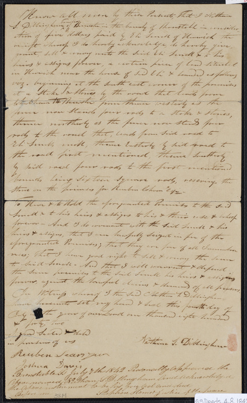 Deed of property in Harwich sold to Eli Small of Harwich by Nathan T ...