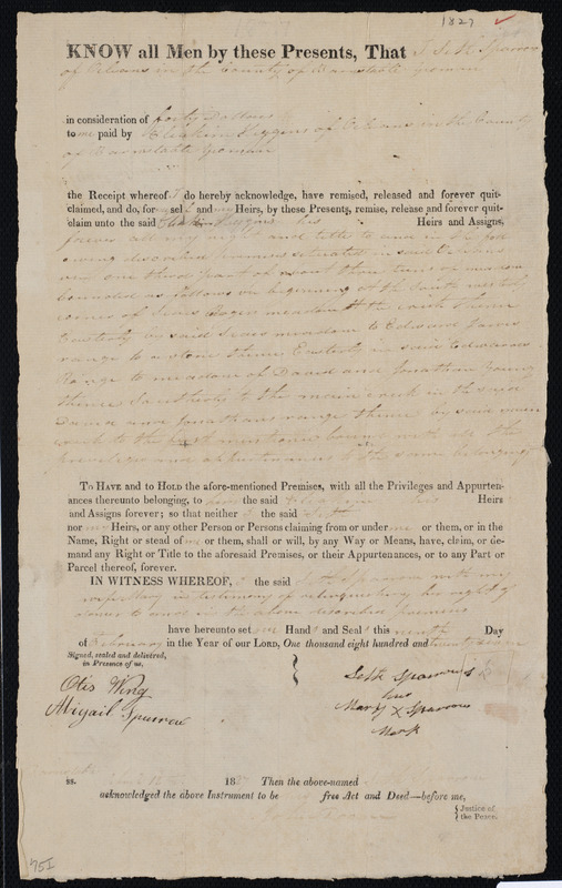 Deed of property in Orleans sold to Eliakim Higgins of Orleans by Seth ...