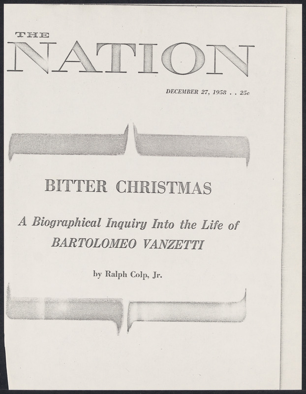 Herbert Brutus Ehrmann Papers, 1906-1970. Sacco-Vanzetti. The Nation ...